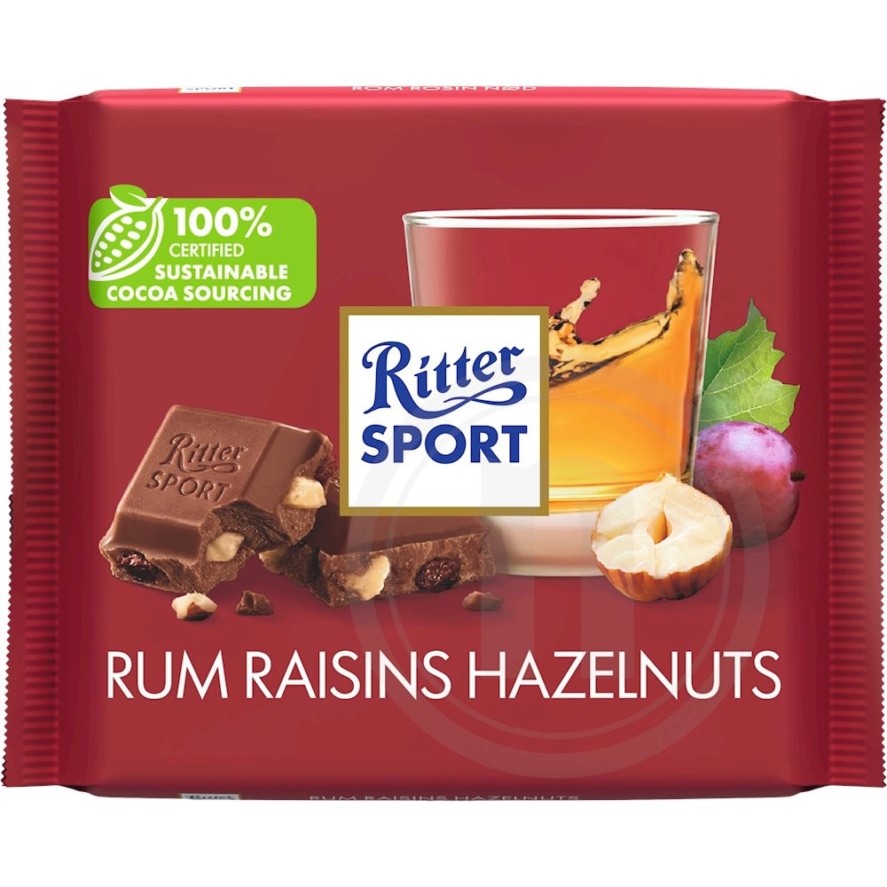 Chokolade m. rom og rosin fra Ritter Sport – Leveret med nemlig.com