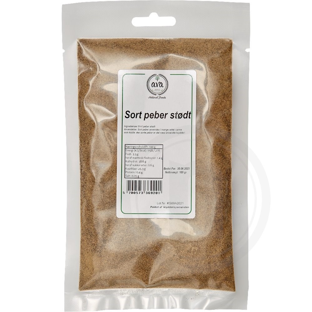 Sort peber (stødt) fra Krydderispecialisten – Leveret med nemlig.com