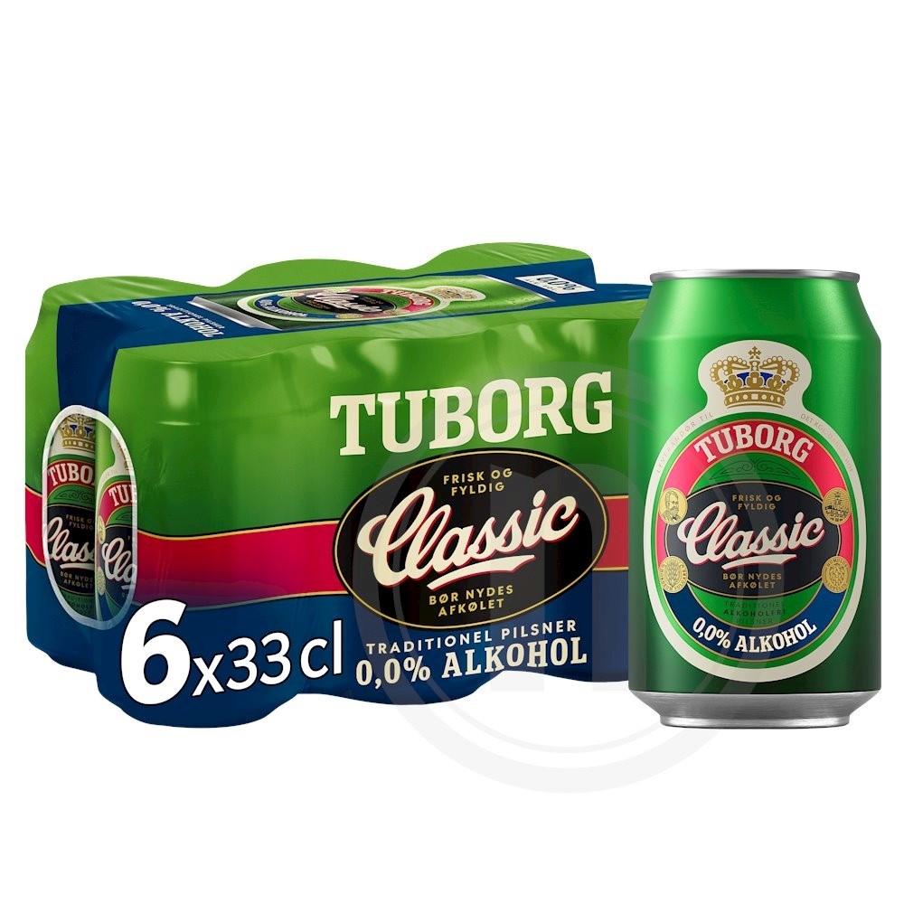 Tuborg Classic 0,0% (dåse) fra Tuborg – Leveret med nemlig.com