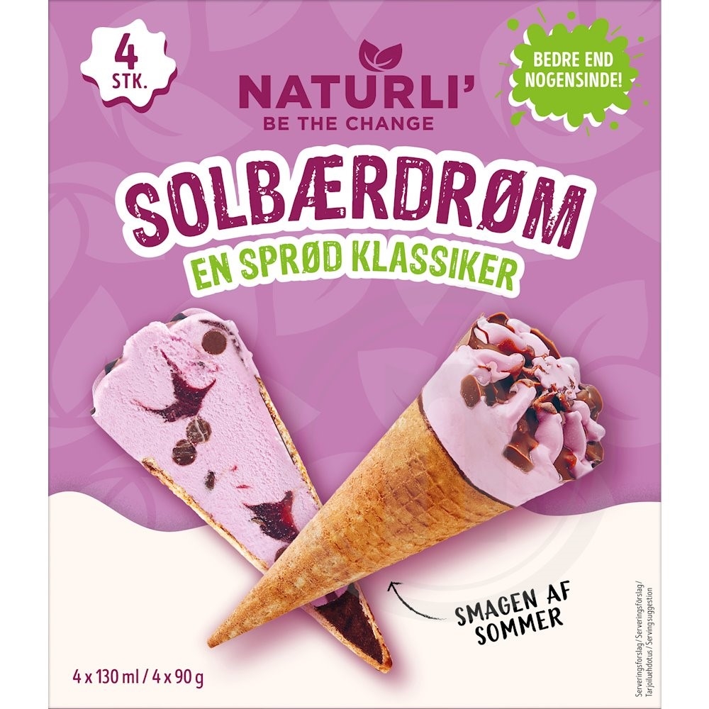 Vaffelis solbærdrøm fra Naturli' – Leveret med nemlig.com